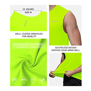 Cakulo Men's Workout Swim Sleeveless Shirts Quick Dry Beach Pool Tech Running Athletic Exercise Muscle Bodybuilding Basketball Summer Joggers Tank Top Big and Tall Neon Yellow 3XL