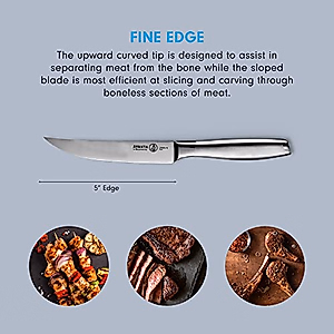 Messermeister Avanta 5” Fine Edge Steak Knife Set - German X50 Stainless Steel - Rust Resistant & Easy to Maintain - Includes 4 Steak Knives