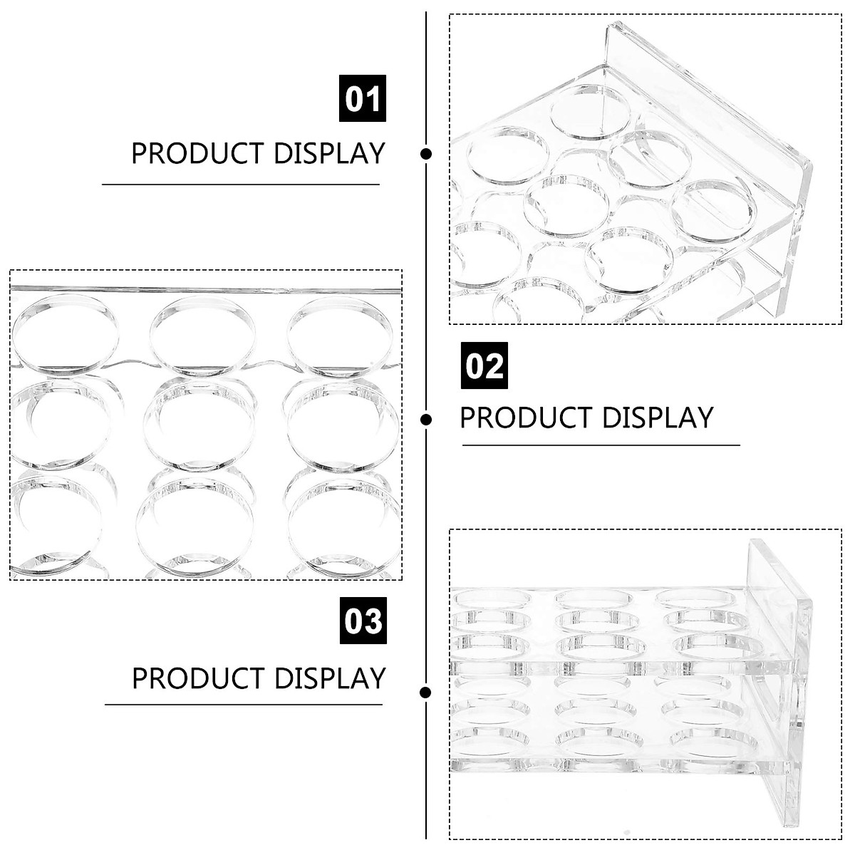 Beaupretty Shot Glasses Storage Organizer Acrylic Shot Glass Holder, Acrylic Shot Glass Stand/Rack/Display/Serving Tray for Bar,Pub,Party (3 Rows * 4 Hole Circle)