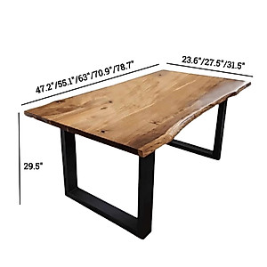 HM&DX Industrial Solid Wood Dining Table,Rectangle Kitchen Table Farmhouse Live Edge Dining Table,Wooden Table Top & Metal Base,Long Dining Room Table for 2,4,6,8(47.2" L x 23.6" W x 29.5" H, Brown)