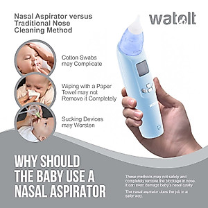 Watolt Baby Nasal Aspirator - Electric Nose Suction for Baby - Automatic Booger Sucker for Infants - Battery Powered Snot Mucus Remover for Kids Toddlers