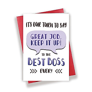 Longkado Funny Thank You Boss Day Card, Best Boss Ever Appreciate Birthday Card for Boss Manager Leader