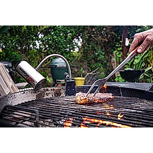 BBQ Dragon | Electric Charcoal Starter Fan | Cordless Stainless Steel Fire Starter w/Built-In Blower | Easily Ignite Charcoal Grills & BBQ Smokers | Heavy Duty Mounting Clamp | Long Adjustable Neck