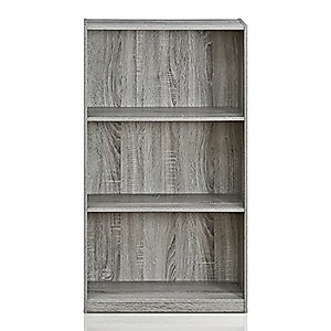 Furinno Basic 3-Tier Bookcase Storage Shelves, French Oak Grey