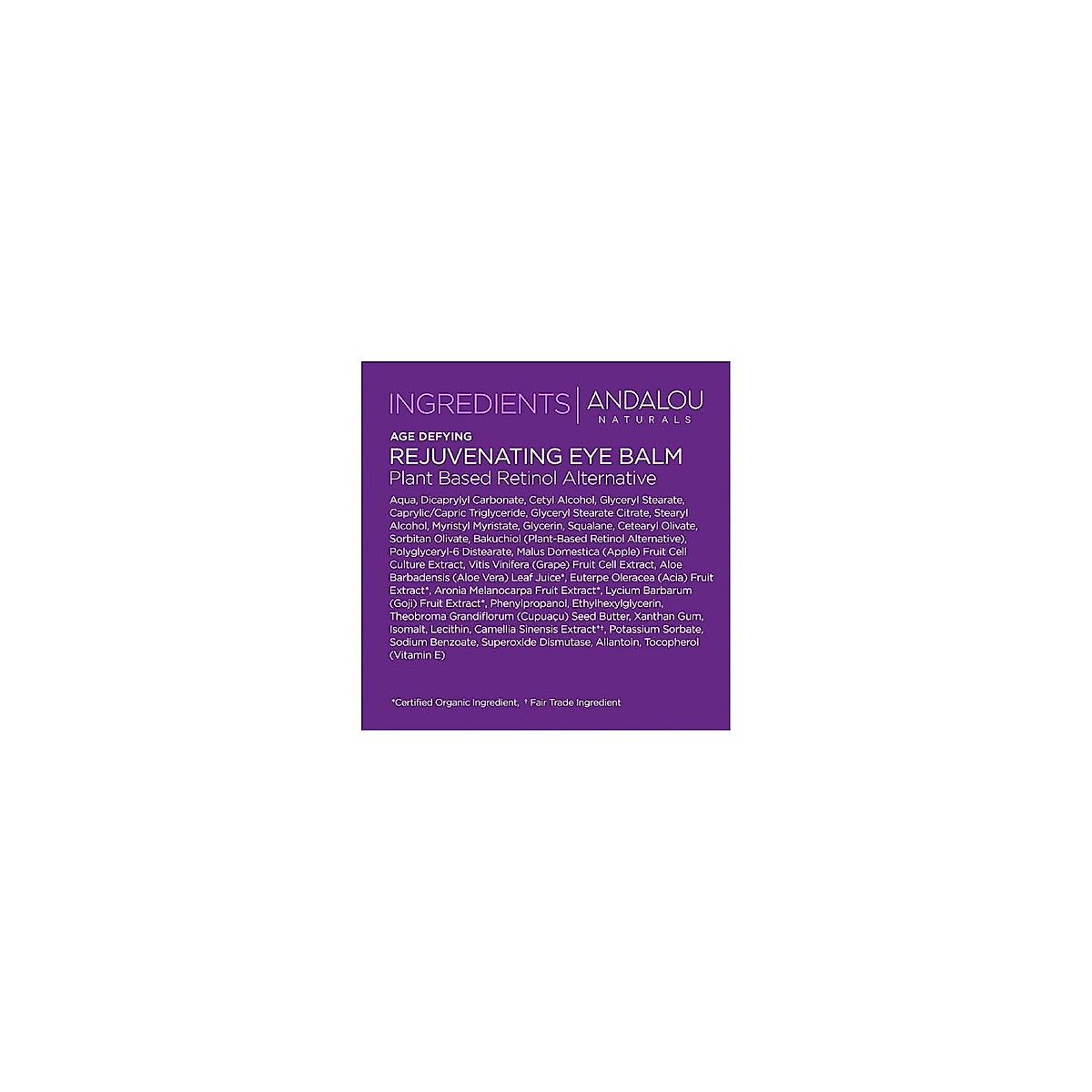 Andalou Naturals Age Defying Plant-Based Retinol Alternative Eye Balm, 0.45 OZ