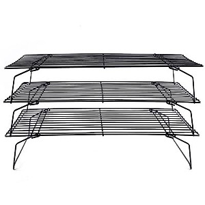 Three-layer Baking Cooling Rack Bread Cooling Rack Cake Rack Baking Tools Black Non-stick Cooling Rack Stackable