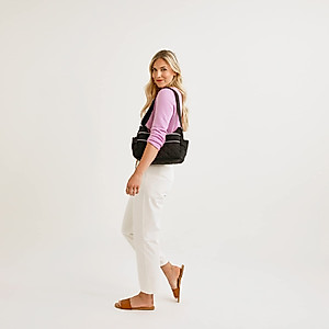 Vera Bradley Women's Performance Twill Triple Zip Shoulder Satchel Purse, Cabbage Rose Cabernet, One Size