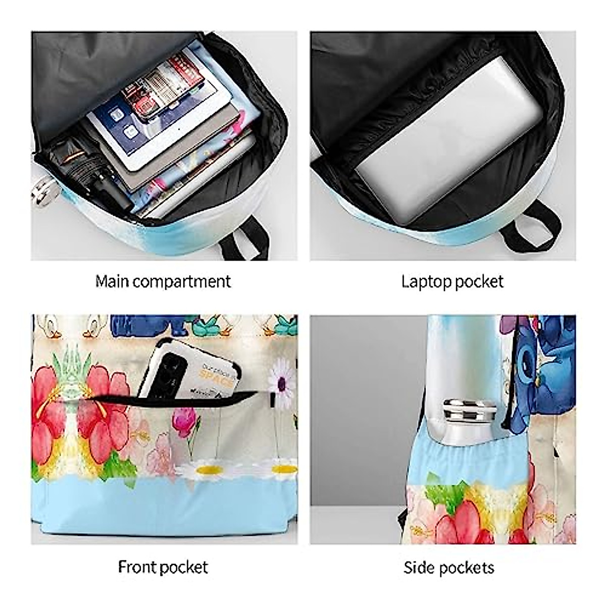 ISUNIET Travel Backpack, Notebook Laptop Bags For Men Women Weekend Outings Trip Book Bag Travel Hiking Camping Work Cartoon Cute Black 39