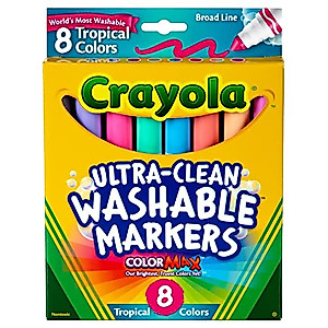 Crayola Washable Markers, Assorted Tropical Colors, 8 Count