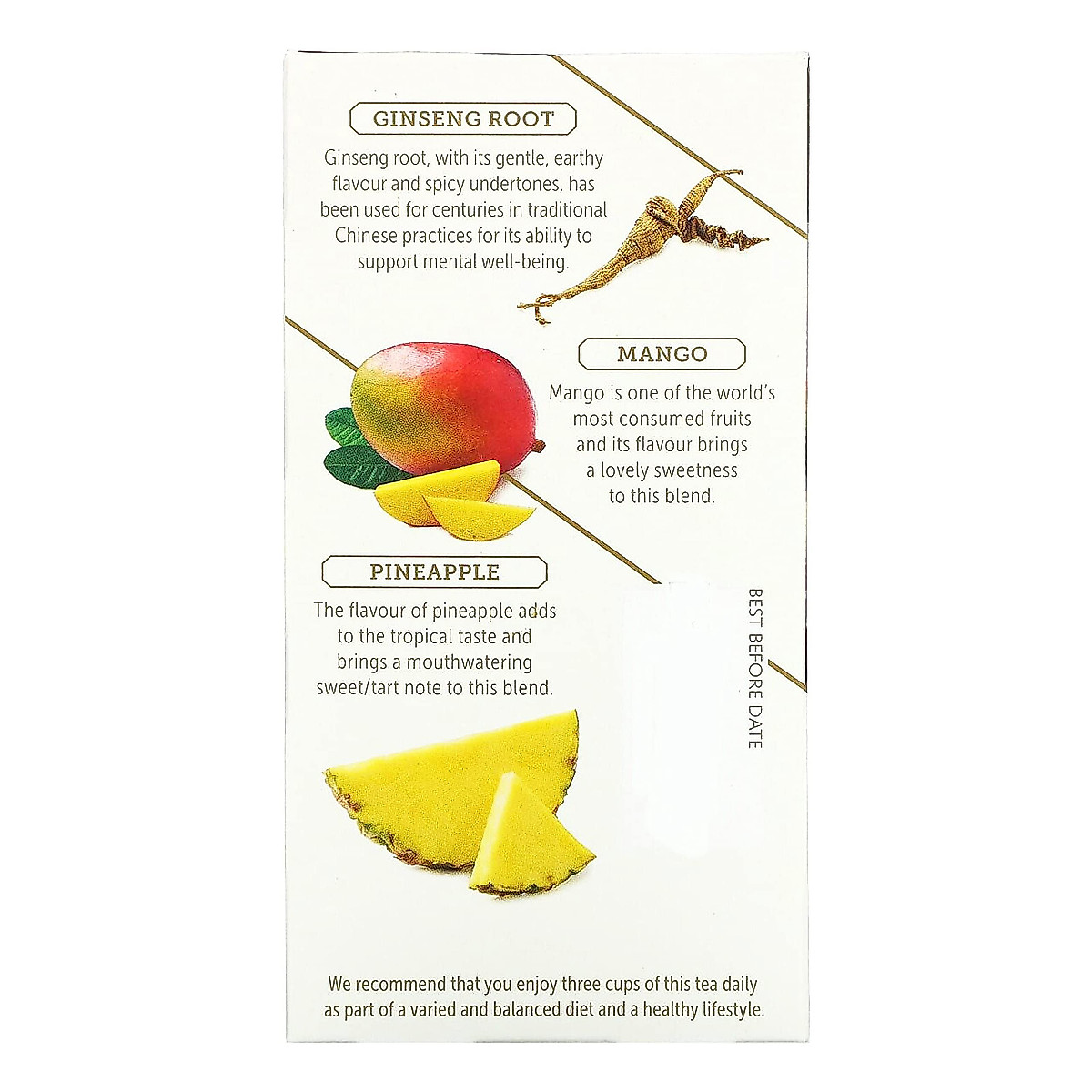 Twinings Focus Tea - Mango & Pineapple Flavoured Hibiscus Tea with Revitalizing Ginseng Root, Naturally Caffeine-Free Herbal Tea Bags Individually Wrapped, 18 Count