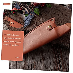 UPKOCH 4 pcs Scabbards Leather Cover Blades Protector or Portable Sleeves Sheaths Sheath Camping Heavy Reusable Hef Cutters Protectors Case Household Scabbard Universal Brown Chef