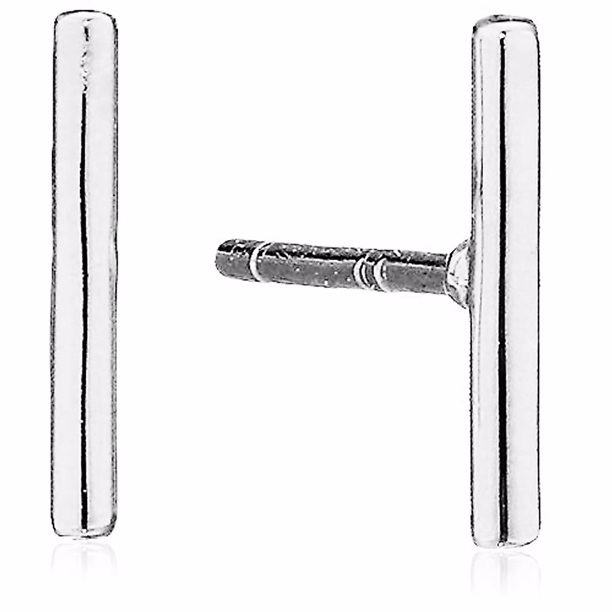 Minimalist 14k Gold Tiny Stud Bar Earrings Polished Solid Gold Bar Line Stick Studs (white-gold)