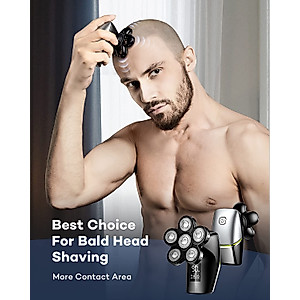 Head Shaver, ATEEN Wet/Dry Electric Razor for Men Rechargeable, Mens Cordless Rotary Shavers for a Perfect Bald Looking, Grooming Kit for Men, Anti-Pinch, LED Display-Mens HIMS Gifts