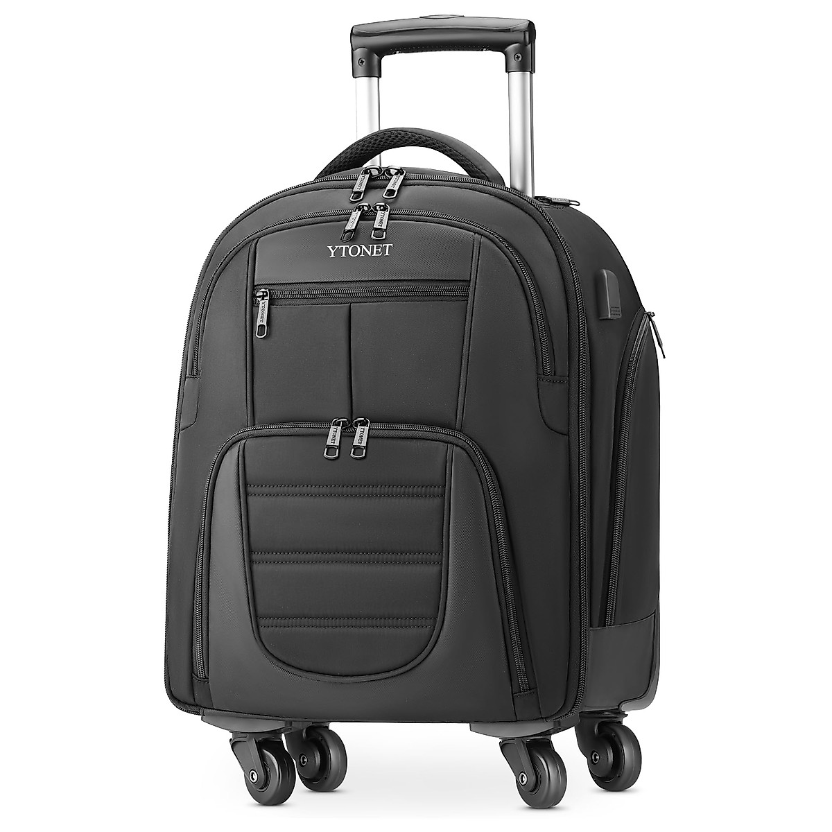 Ytonet Underseat Carry on Luggage with Wheels,16 Inch Water Resistant Under Seat Carry on Bag with Spinner Wheels, Rolling Underseat Bag with USB Port for Men Women Travel Business Work Overnight