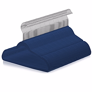 Casafield 50 Velvet Kid's Hangers - 14" Size for Children's Clothes - Royal Blue