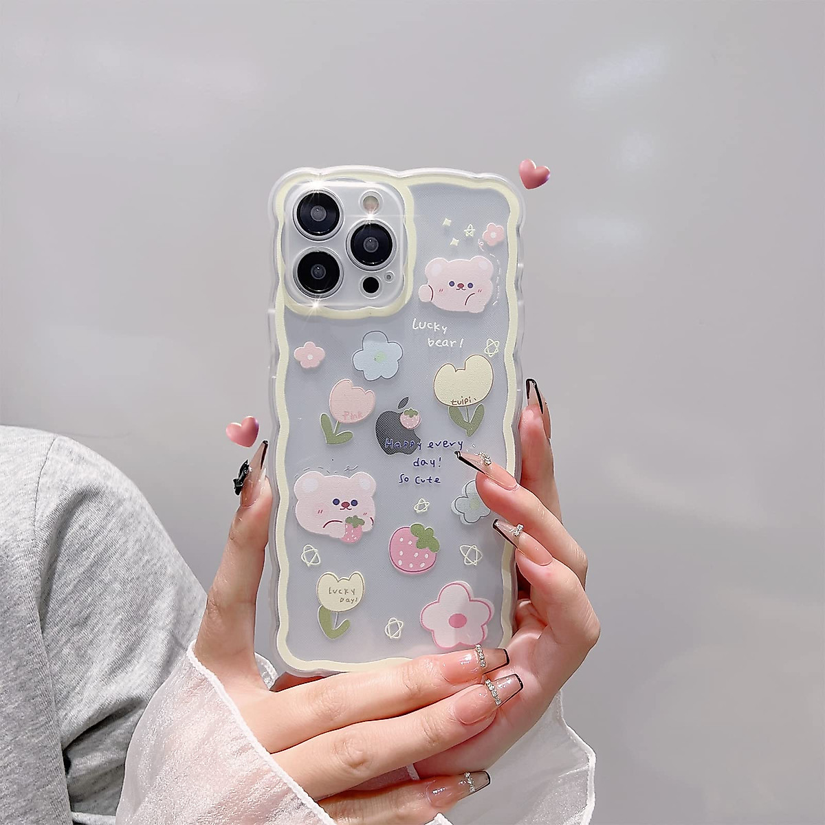SZXYCZL Compatible with iPhone 13 Pro Max Case Cute Cartoon Floral Butterfly Design for Women Girls Aesthetic Kawaii Slim Soft TPU Transparent Cover for iPhone 13 Pro Max 6.7 inch £¨Yellow£©
