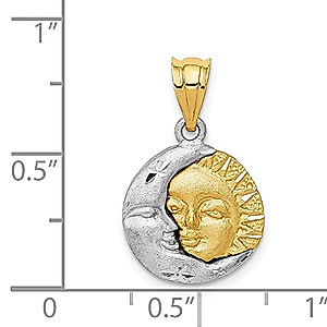 IceCarats 14K Two Tone Gold Sun Crescent Moon Necklace Charm Pendant Celestial Jewelry 21mm x 14mm Only