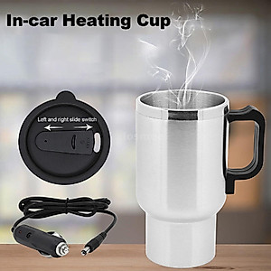 Car Kettle Electric Kettle Camping 12V 450ml Coffee Maker Water Boiler 65°C/149°F, Portable Travel Car Truck Kettle Hot Water Heater Bottle for Tea Coffee Making Cigarette Lighter Heating Cup, 60W