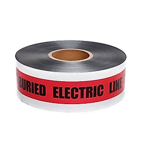 Swanson Tool Co DETR31005 3 inch by 1000 Foot 5 MIL Detectable Safety Tape"Caution Buried Electric Line Below" Red with Black Print