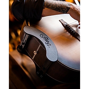 Fret37 Attachable Guitar Stand, Floor, Adjustable Fit, Portable, Classical, Steel String, and Bass Acoustic Guitars, Guitar Accessories, Music Stand, Black