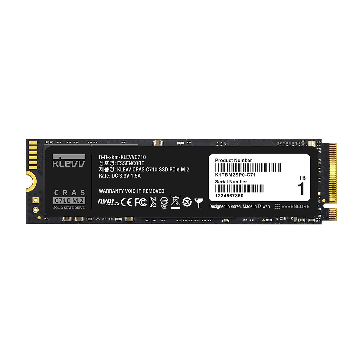 KLEVV CRAS C710 1TB M.2 NVMe PCIe Gen3x4 Internal SSD up to 2100MB/s (K01TBM2SP0-C71)