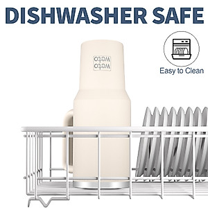 WETOWETO 40oz Tumbler with Handle | Insulated Stainless Steel Travel Mug | 34Hrs Cold & 10Hrs Hot Retention | 100% Leakproof Lid & Straw | Dishwasher Safe + Car Cup Holder Fit (Cream Color)