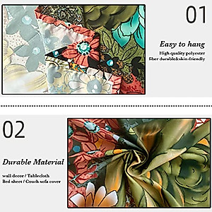 chiinvent Colorful Floral Tapestry Boho Flower Wall Hanging Multi Color Bohemian Flowers Plant Tapestries Botanical Nature Scenery Aesthetic Tapestry Decor for Bedroom Home Party, 59.1" x 82.7"