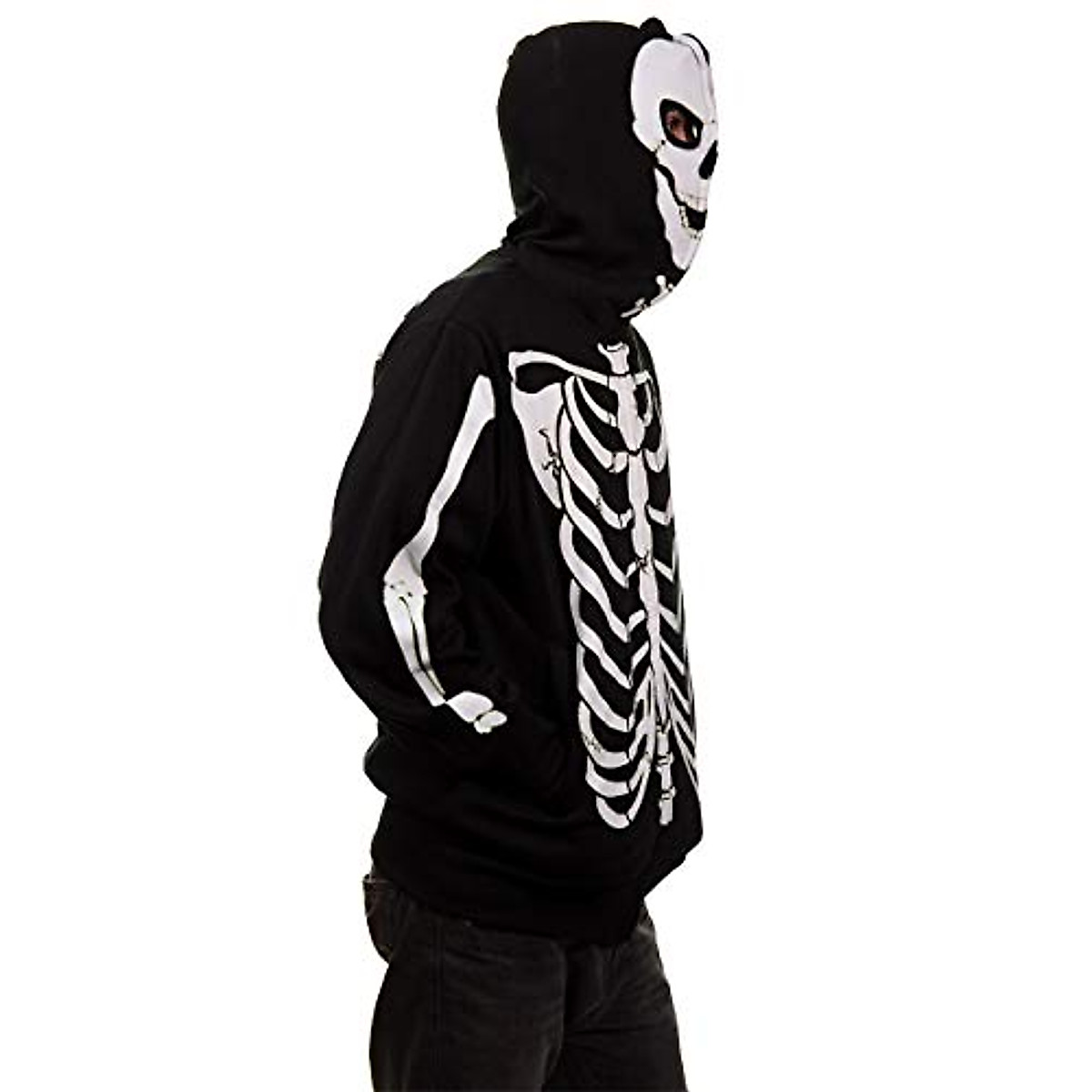 Calhoun Men's Glow in The Dark Skeleton Costume Zip Hoodie (Black, X-Large)