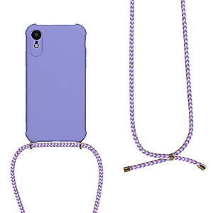 kwmobile Crossbody Case Compatible with Apple iPhone XR Case - TPU Silicone Cover with Strap - Lavender
