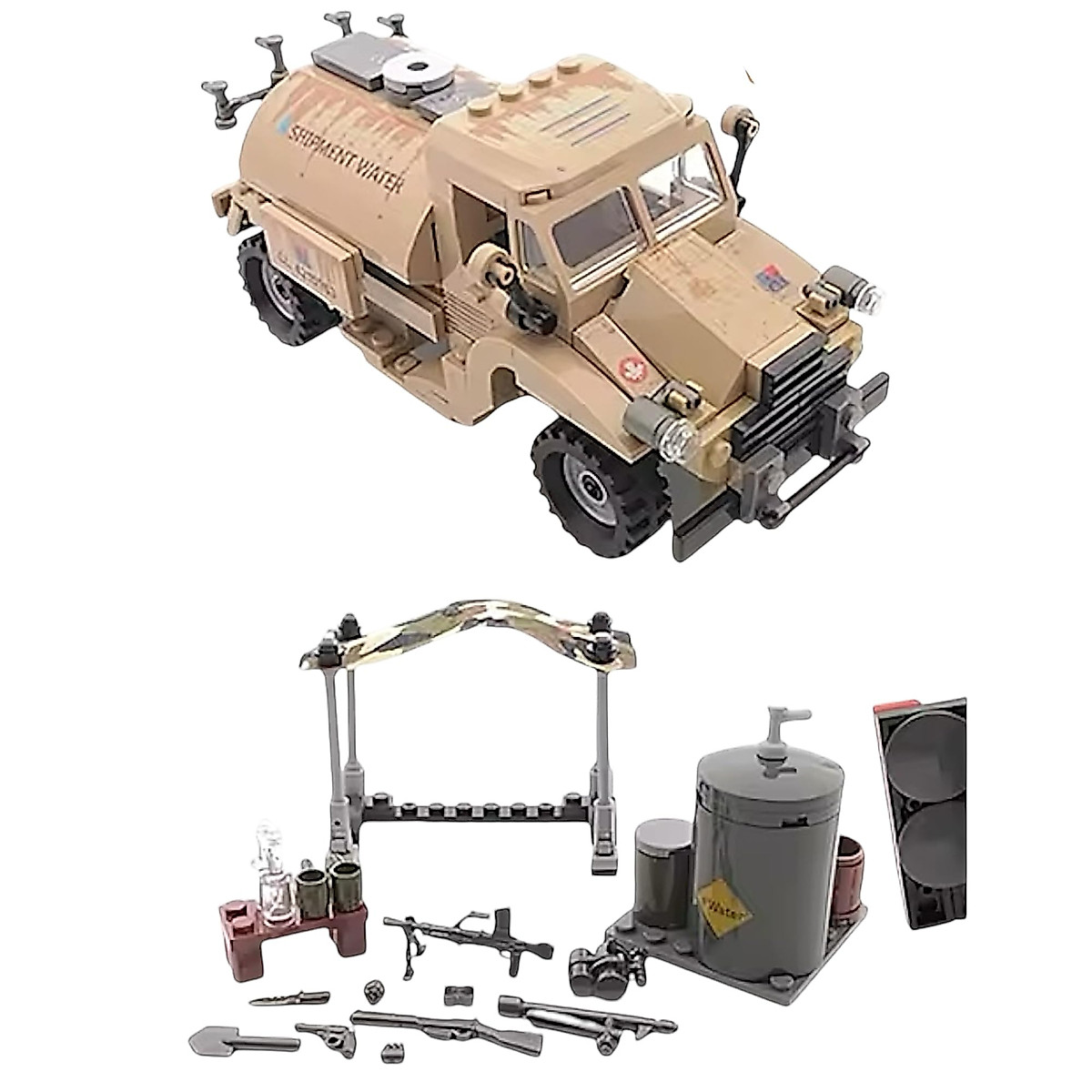 General Jim's Military Brick Building Set - WW2 Army Water Tanker Truck Vehicle Building Blocks Model Perfect for World War 2 and Brick Enthusiasts Including Teens and Adults