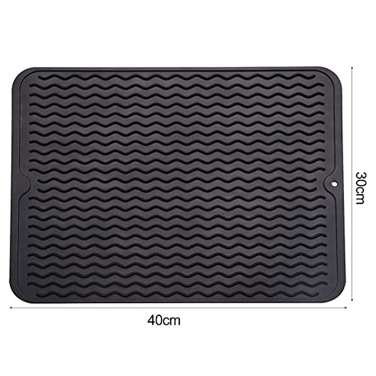 Hopeup Dish Drying Mat for Kitchen Counter, Slip Resistant Silicone Quick Dry Pad for Washing Dishes Cup Draining Pad Heat Insulation Anti-Slip Reliable Restaurant Cutlery Draining Pad Black