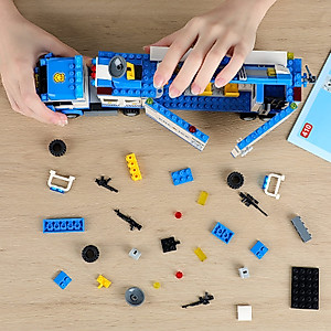 City Police Mobile Command Center Truck Building Blocks, Mobile Police Unit with Prison , Cop Cars STEM Construction Toy Kit , Birthday Xmas Gifts for Kids, Boys, and Girls Ages 6+ (484 Pieces)