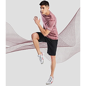 Zengjo Moisture Wicking Shirts for Men Workout(XXL,Marled Burgundy)