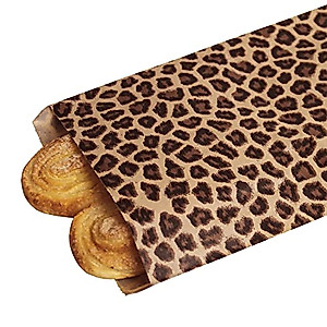 Ikee Design 200 Pcs of 6" X 9" Flat Plain Leopard Prints Paper or Patterned Kraft Bags for Candy, Cookies, Merchandise, Party Favors, Gift Bags, Small Paper Bags