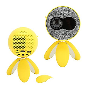 Mini Projector, ABS Yellow Portable Mini LED Video Projector Cute Creative Appearance,with A 360 Degree Rotatable Tripod,for Home and Outdoor Entertainment(US)