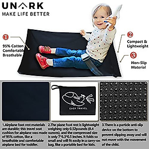 UNARK Airplane Footrest,Travel Toddler Bed,Portable Toddler Bed for Travel,Travel Foot Rest for Airplane Flights,Toddler Airplane Bed,Airplane Seat Extender for Kids(Black)