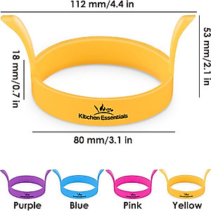 Silicone Egg Rings, Premium Nonstick Multicolored Cooking Ring Molds for Eggs, Pancakes, Mcmuffin Breakfast Sandwiches, English Muffins, Crumpets, and More (4-Pack)