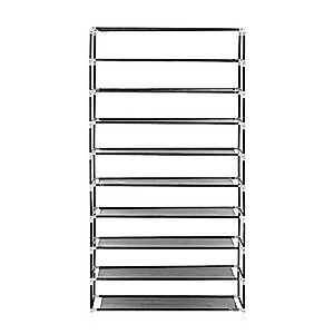 Knocbel 10 Tiers Shoe Rack Dustproof & Water-Resistant Non-Woven Fabric Closet Storage Cabinet Organizer with Side Pockets, 34" x 11 1/8" x 60 7/8" (Gray)