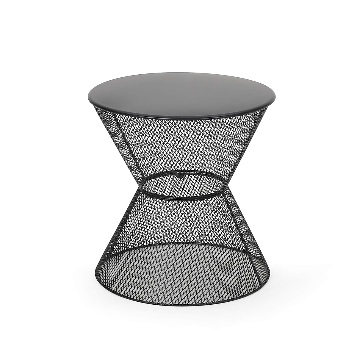 GDFStudio Modern Outdoor Iron Side Table, Matte Black