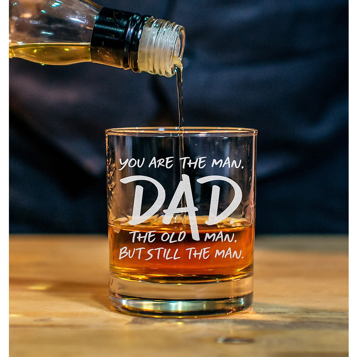 CARVELITA Dad, The Man, The Old Man Funny 11oz Whiskey Glass, Best Father's Day Gifts For Dad, Unique Gag Gift Idea For Him From Daughter, Son, Wife, Kids, Cool Birthday Present For Men, Guys, Fun