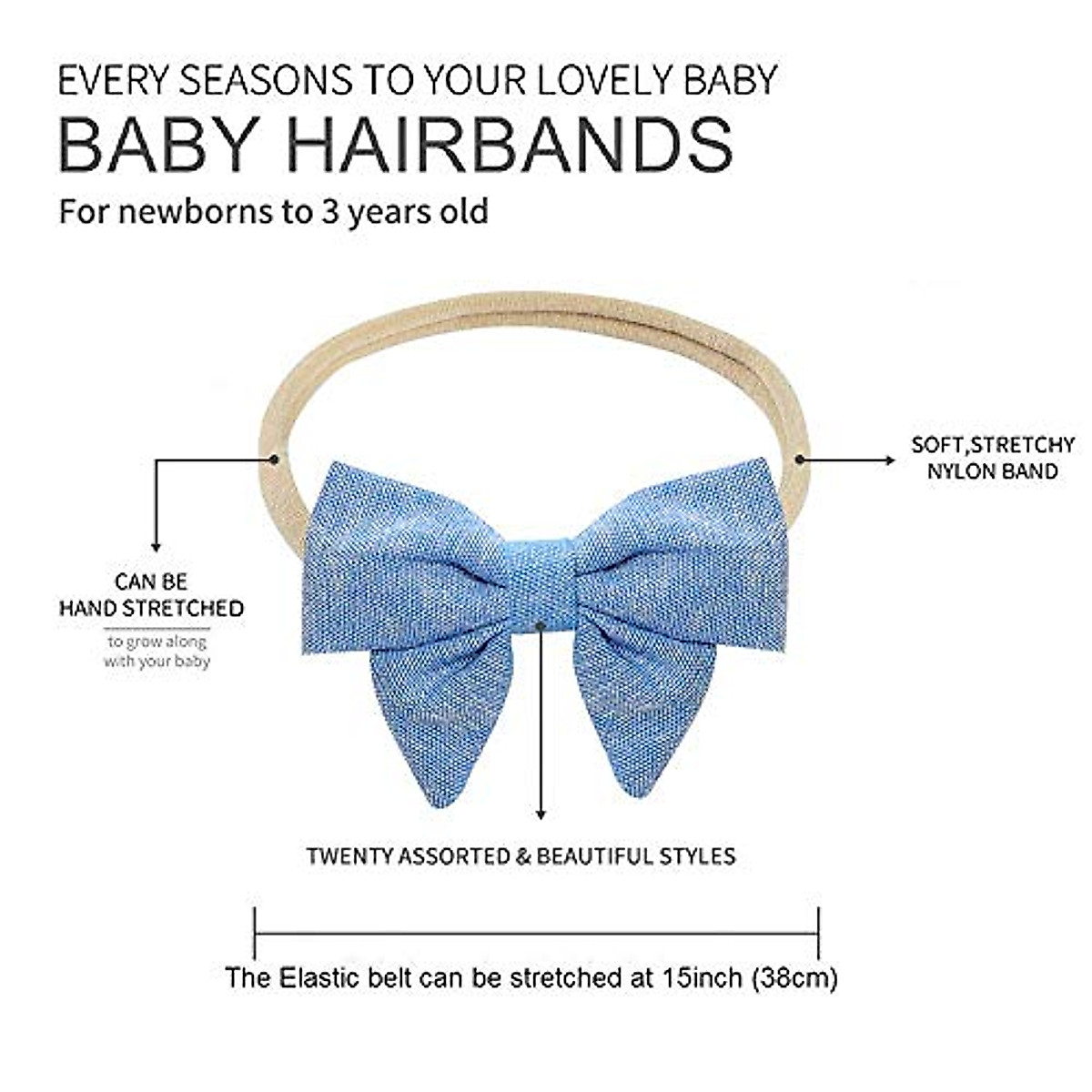 MEISO 30 Pcs Baby Girl Headbands and Baby Bows Newborn Infant Toddler Baby Headbands Hair Accessories Baby Gifts