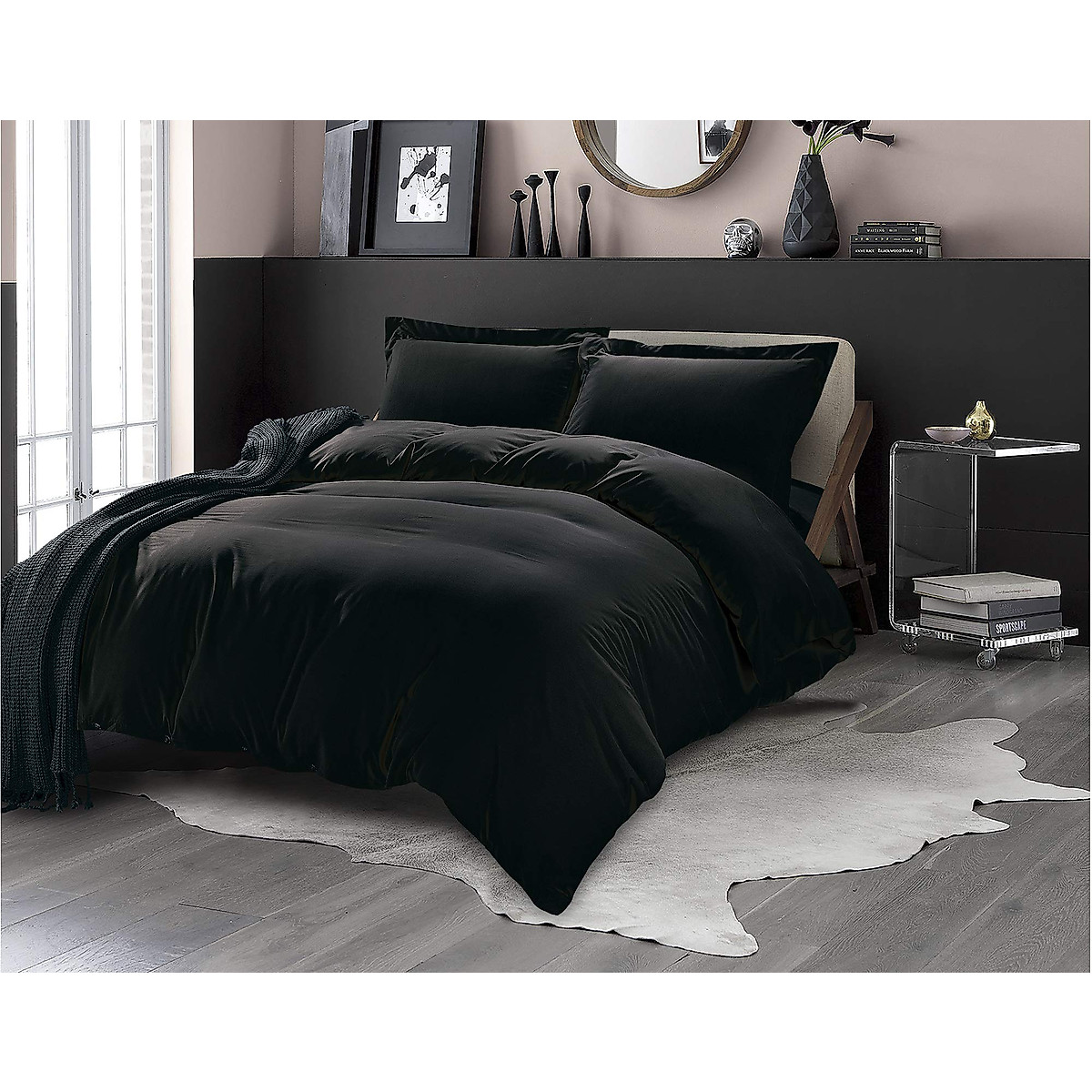 Elegant Comfort 1500 Premium Hotel Quality 3-Piece Duvet Cover Set, Luxury and Softest 1500 Premium Hotel Quality Microfiber Bedding Duvet Set, Wrinkle and Stain-Resistant, Twin/Twin XL, Black