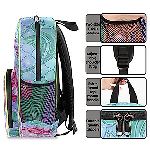 RIRIX Personalized Toddler Kids Backpack, Custom Mini Backpacks for Preschool, Schoolbag for Boys Girls Cute Mermaid Fish Scales