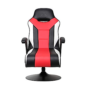 X Rocker Falcon Pedestal PC Office Computer Gaming Chair, 2.1 Wireless Audio System, Subwoofer, Padded Armrest, 5152501, 32" x 25" x 42", Black, Red, and White