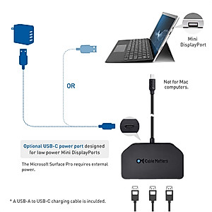 Cable Matters Triple Monitor Mini DisplayPort/DisplayPort Hub, (3X 4K DisplayPort Splitter) 3-Port DisplayPort 1.4 Enabled for 8K and 4K 120Hz HDR for Windows Only, NOT Compatible with macOS
