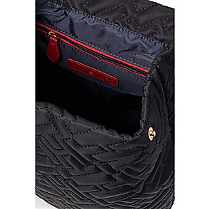 Tommy Hilfiger Nina II Flap Backpack Bias Quilted Smooth Nylon Black One Size