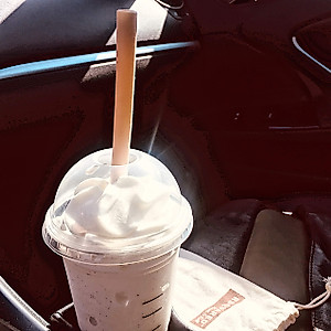 RSQUARED® Reusable Large Silicone Straw 3PK Pink White Beige Straight with cleaning brush and linen bag boba Stanley the Quencher Yeti