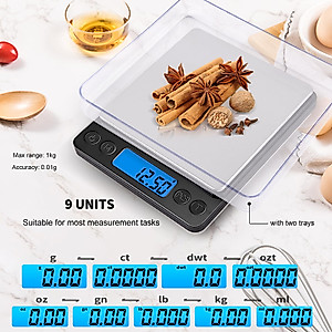 SKEAP Gram Scale 0.01g Accuracy, Food Scales Kitchen Digital Weight Grams & OZ, Jewelry Scale, High Accuracy Gram Scale, Digital Scale with Charging,Batteries and USB Cable Included