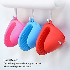 Decobay Mini Oven Gloves Silicone Heat Resistant Cooking Pinch Mitts Potholder for Kitchen Cooking, Baking and Kitchen Mittens Pinch Mitts (Red)