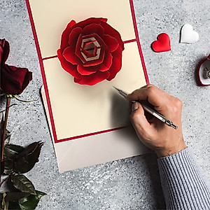 VUDECO Rose 3D Pop Up Happy Birthday Card Women Men Kid With Envelope Anniversary Card Wife Husband, Mothers Day Card Mom Greeting Card Wedding Thank You Card Thinking You Card Valentine Day Card